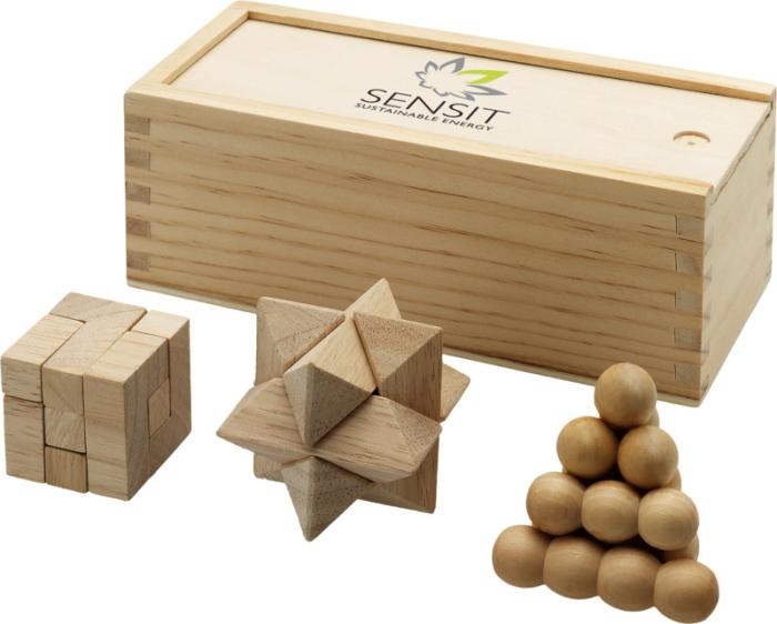 Set rompicapo in legno da 3 pezzi in legno Brainiac