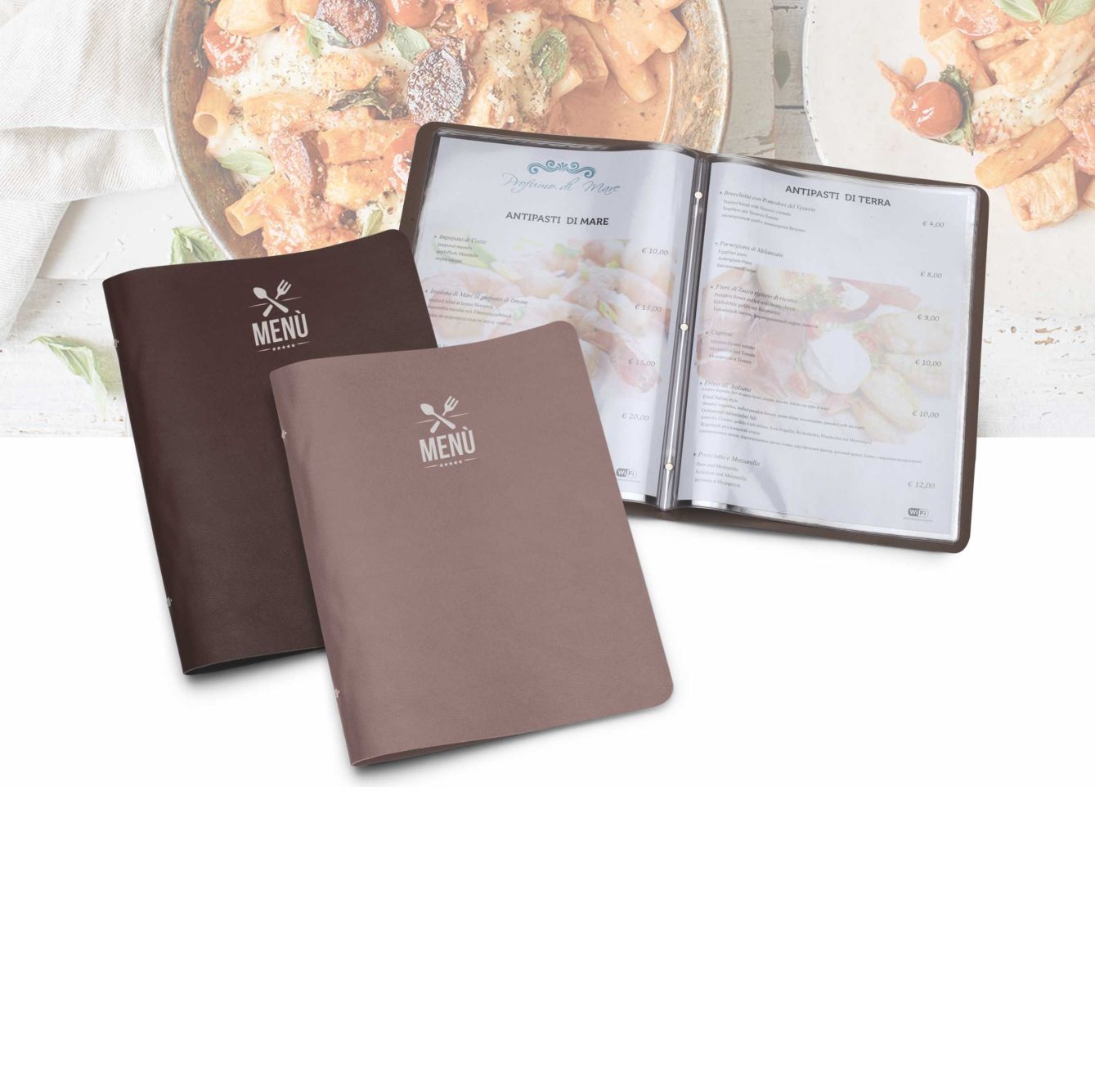 Porta menu da tavolo personalizzabile con logo | Stampasi