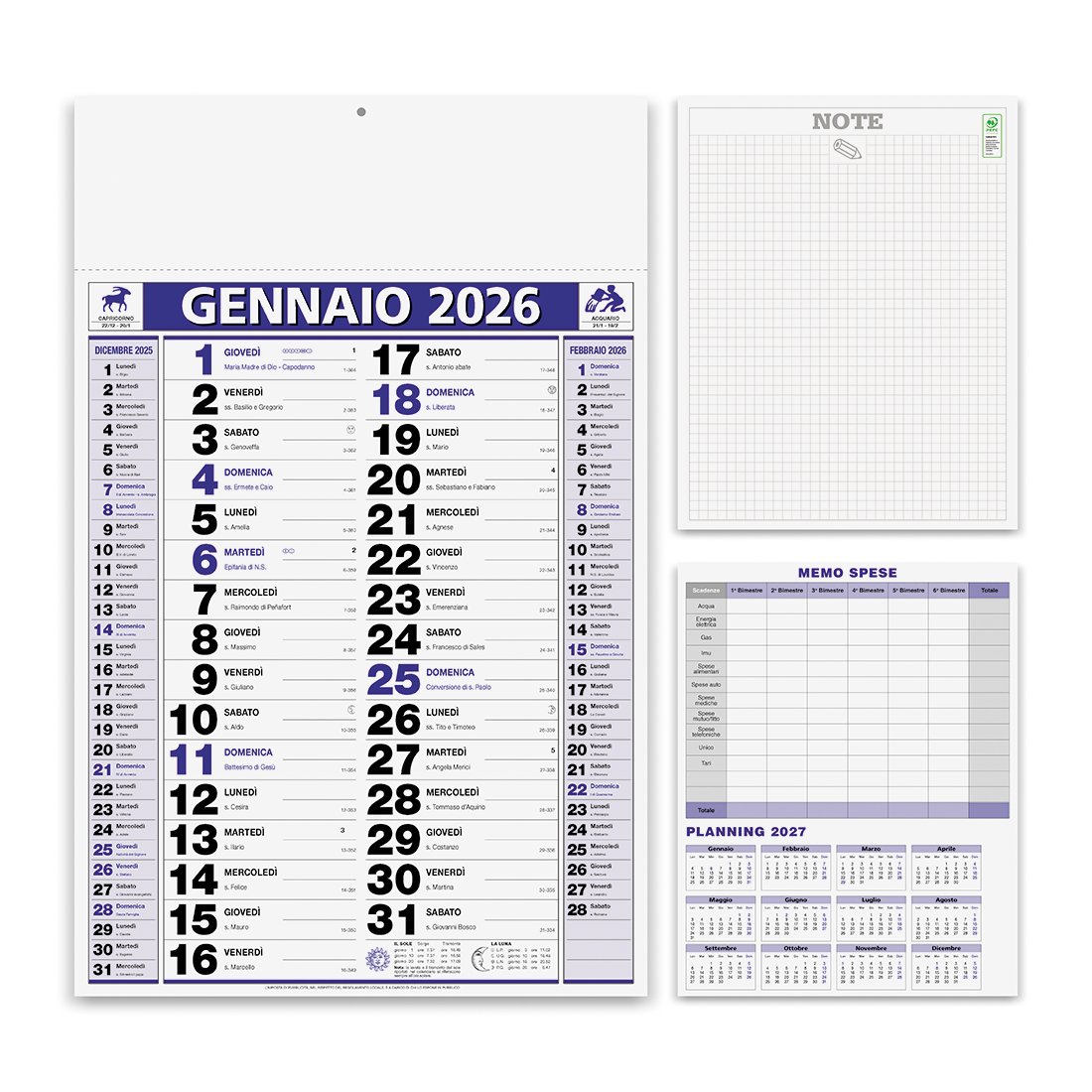 Classico calendario notes da personalizzare | Da 0,37
