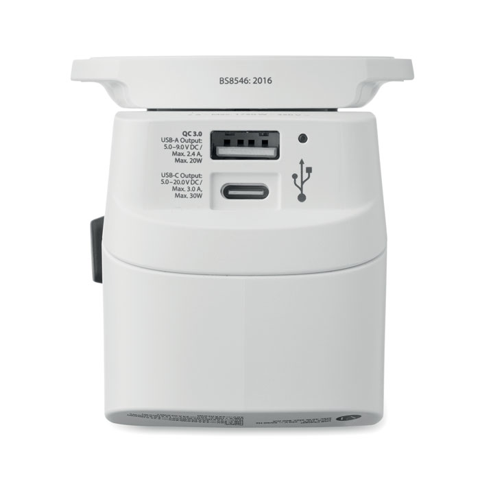 Adattatore universale con USB-A e USB-C con logo | Stampasi