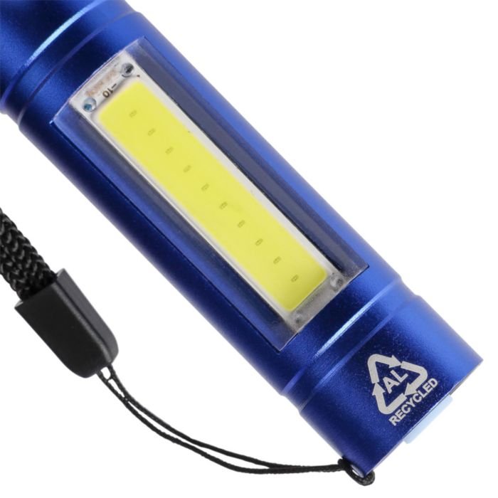 Torcia alluminio riciclato COB con logo su stampasi.it