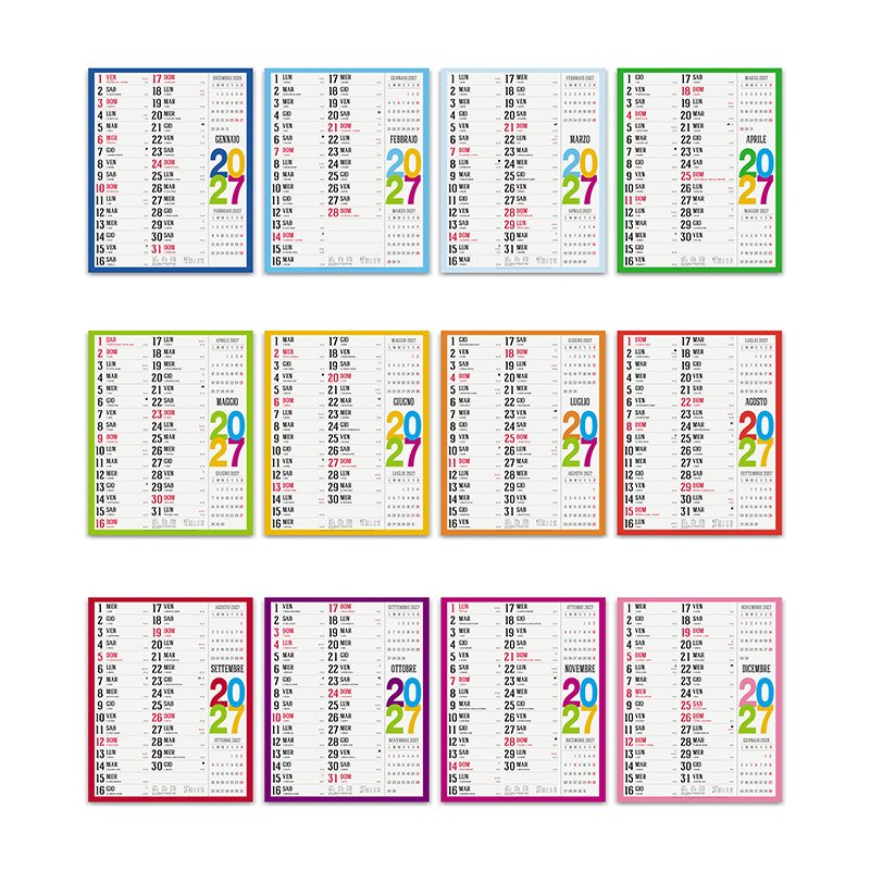 Calendario annuale promozionale multicolorato | Stampasi.it