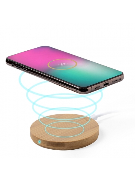 Base di ricarica wireless in Bamboo con astuccio